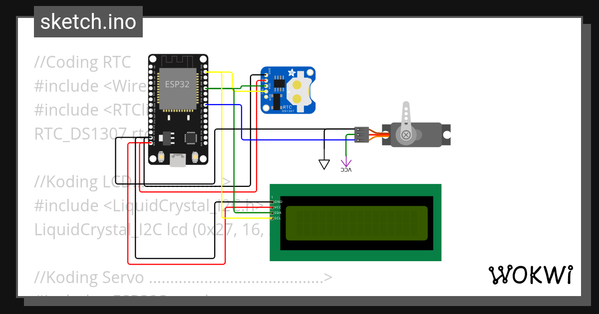 Pakan Hewan Otomatis - Wokwi ESP32, STM32, Arduino Simulator
