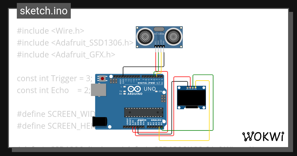 Sensor de Ultrasonido con OLED - Wokwi ESP32, STM32, Arduino Simulator