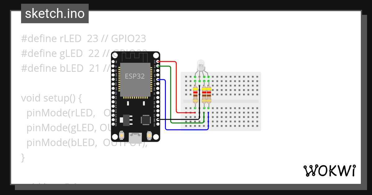 Switching LED colors every 2s - Wokwi ESP32, STM32, Arduino Simulator