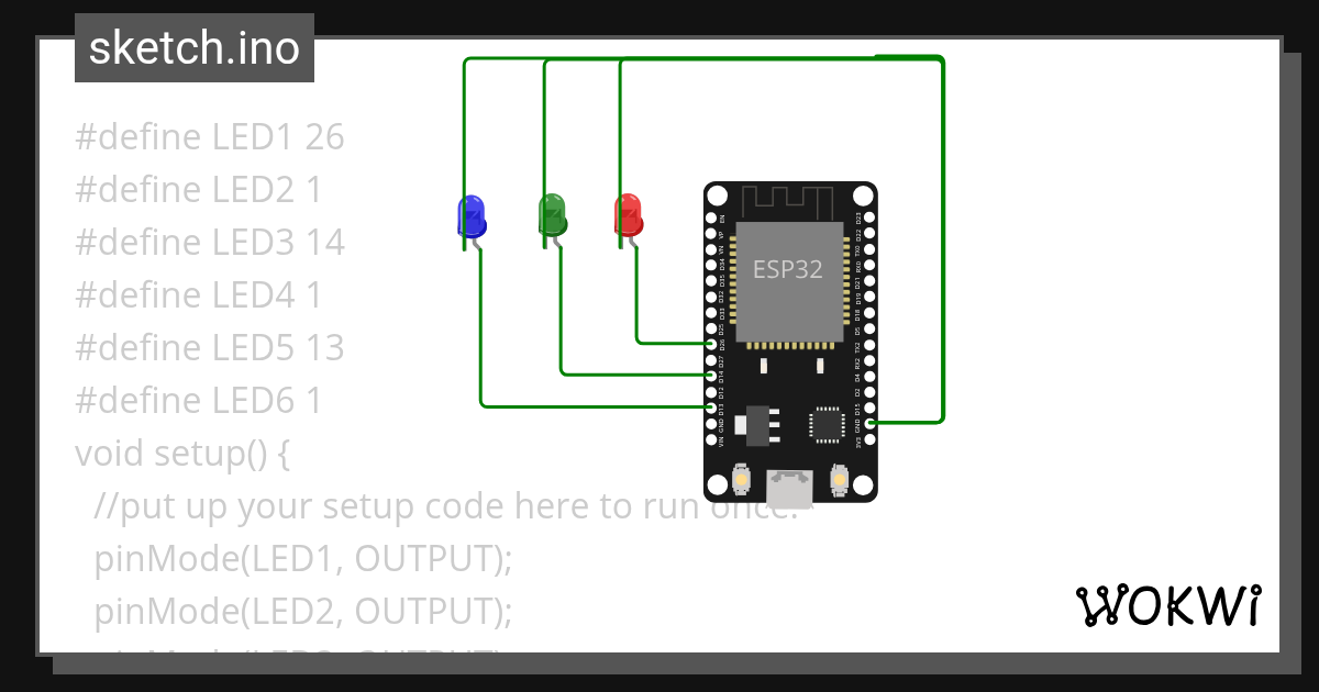 multiple led - Wokwi ESP32, STM32, Arduino Simulator