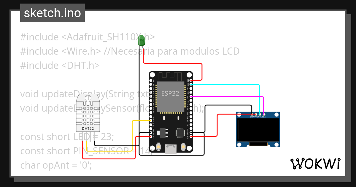 3.3 -Display OLED y sensor humedad con MENU - Wokwi ESP32, STM32, Arduino Simulator