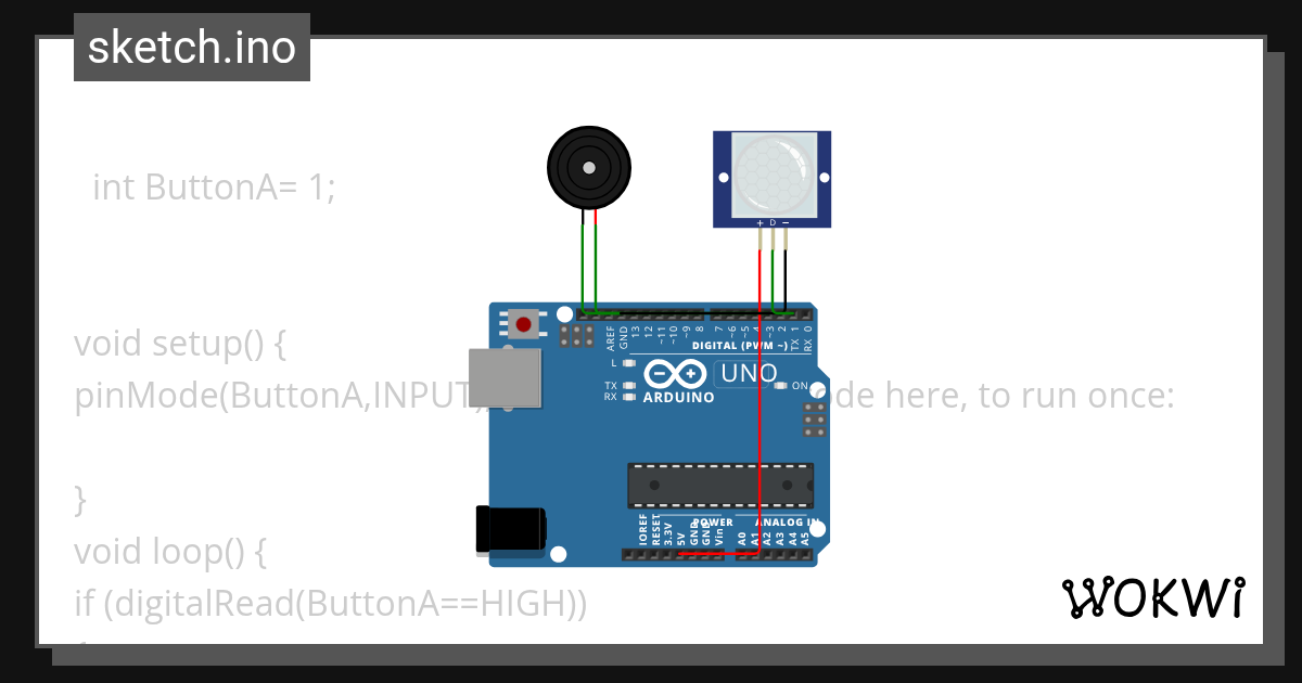 Button Control Buzzer - Wokwi ESP32, STM32, Arduino Simulator