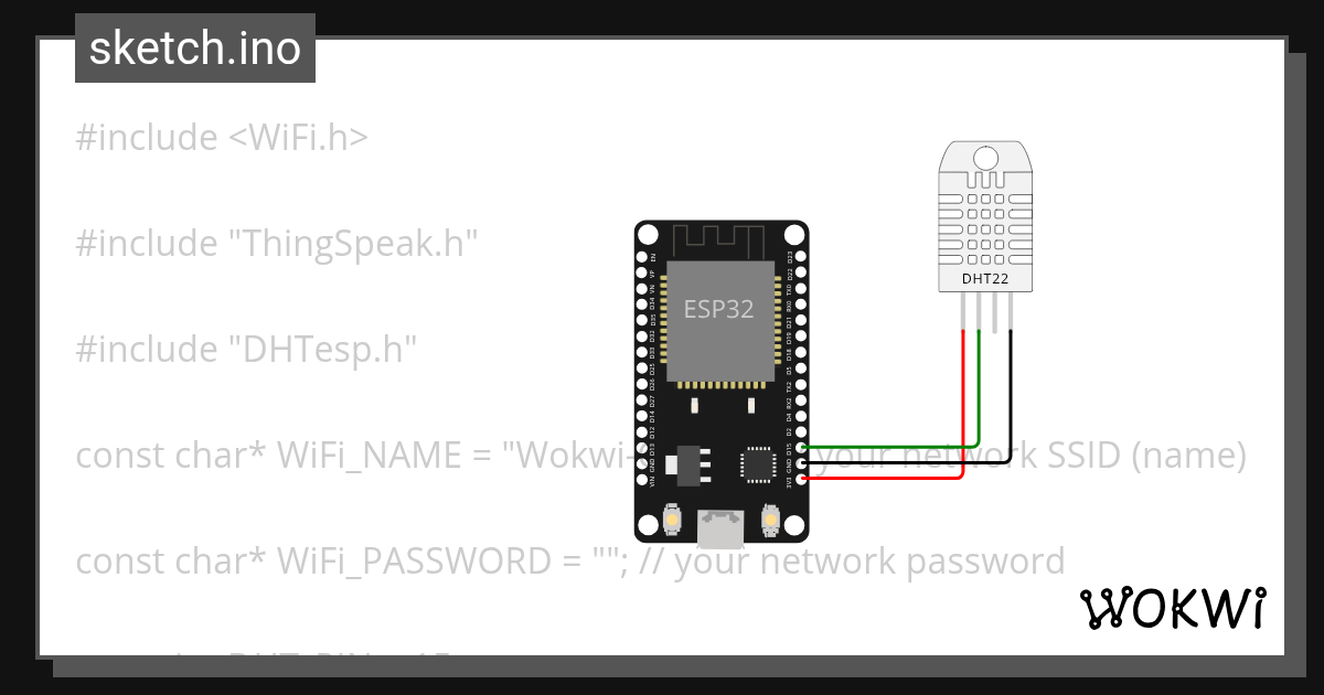 ThingSpeak_dht22 - Wokwi ESP32, STM32, Arduino Simulator