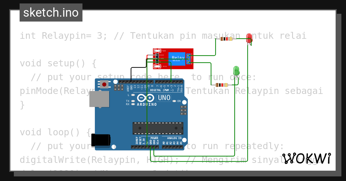 Relay 2led Wokwi Esp32 Stm32 Arduino Simulator