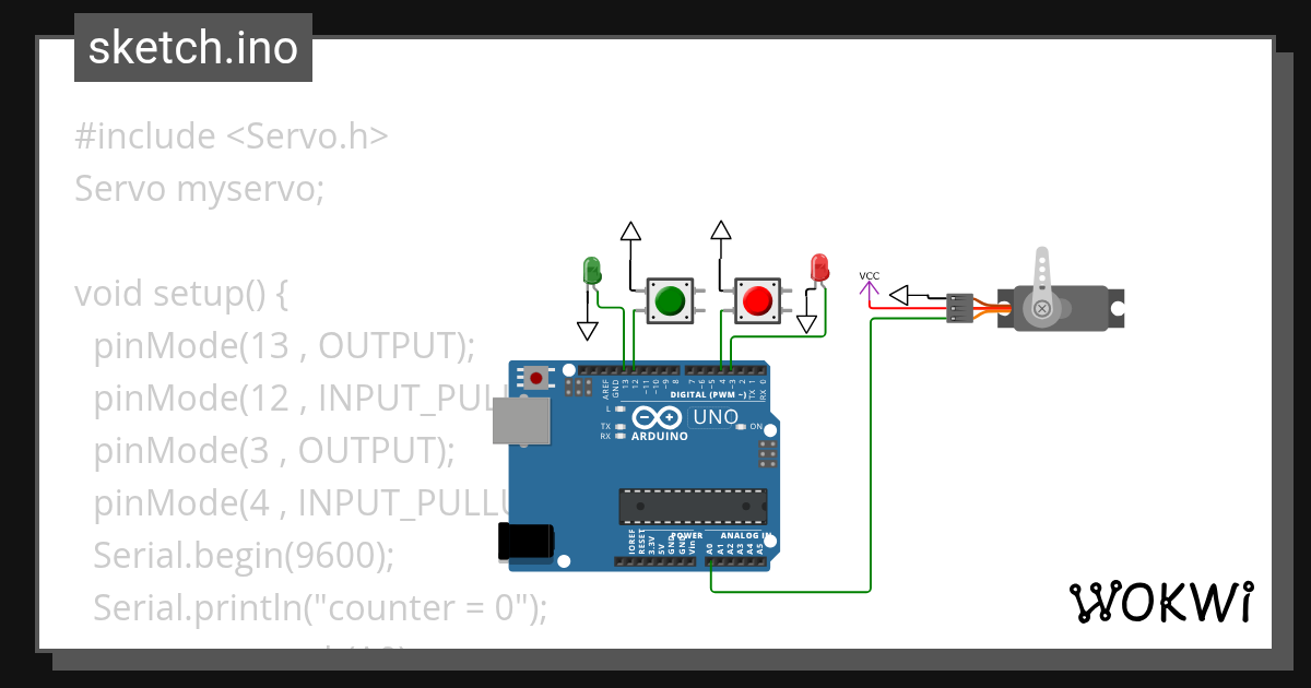 sw + led + servo - Wokwi ESP32, STM32, Arduino Simulator