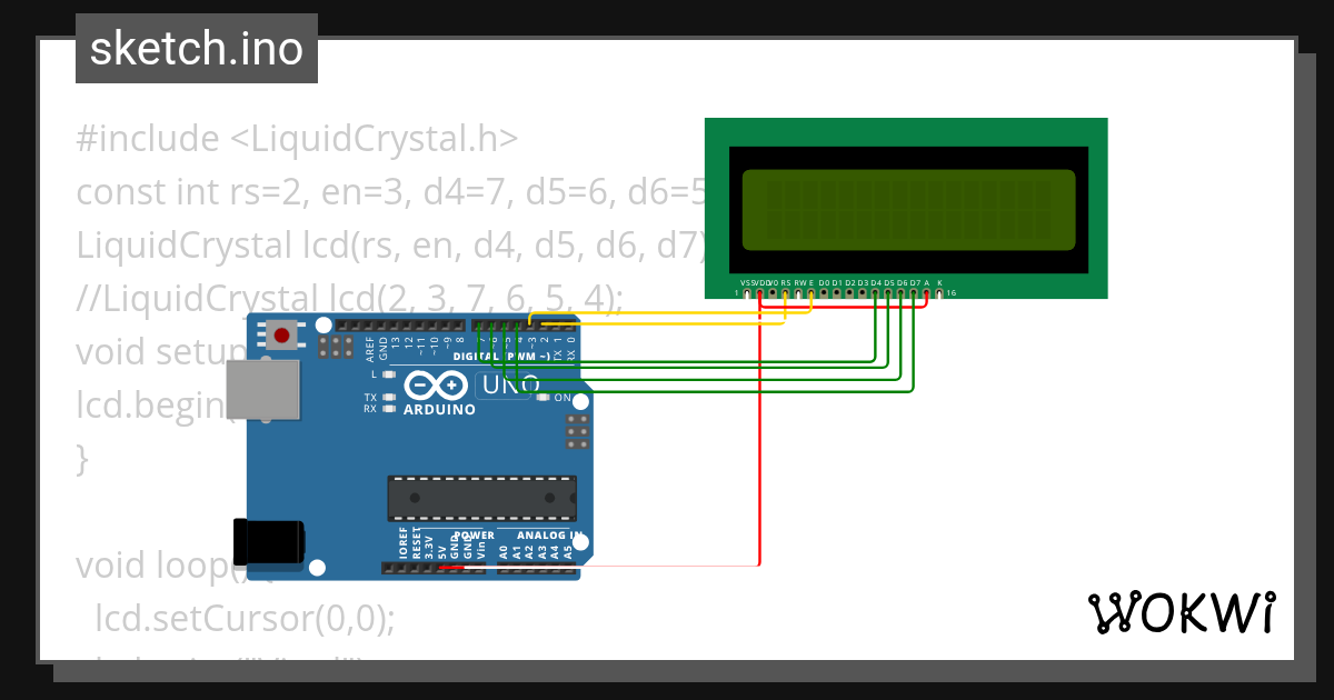 Simple LCD 001 - Wokwi ESP32, STM32, Arduino Simulator