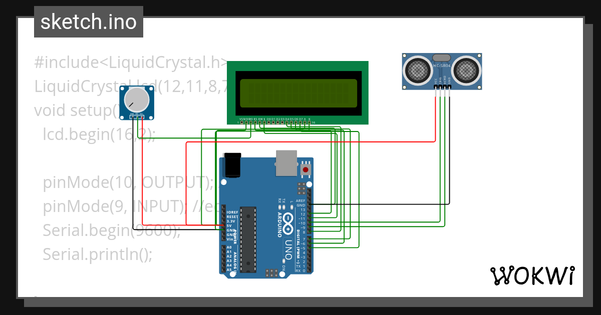 Lcd Ultrasonic Sensor Wokwi Esp32 Stm32 Arduino Simulator
