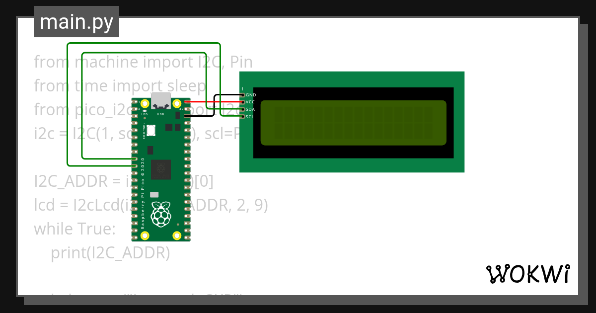 LCD_pico_i2c - Wokwi ESP32, STM32, Arduino Simulator LCD_pico_i2c - Wokwi ESP32, STM32, Arduino Simulator