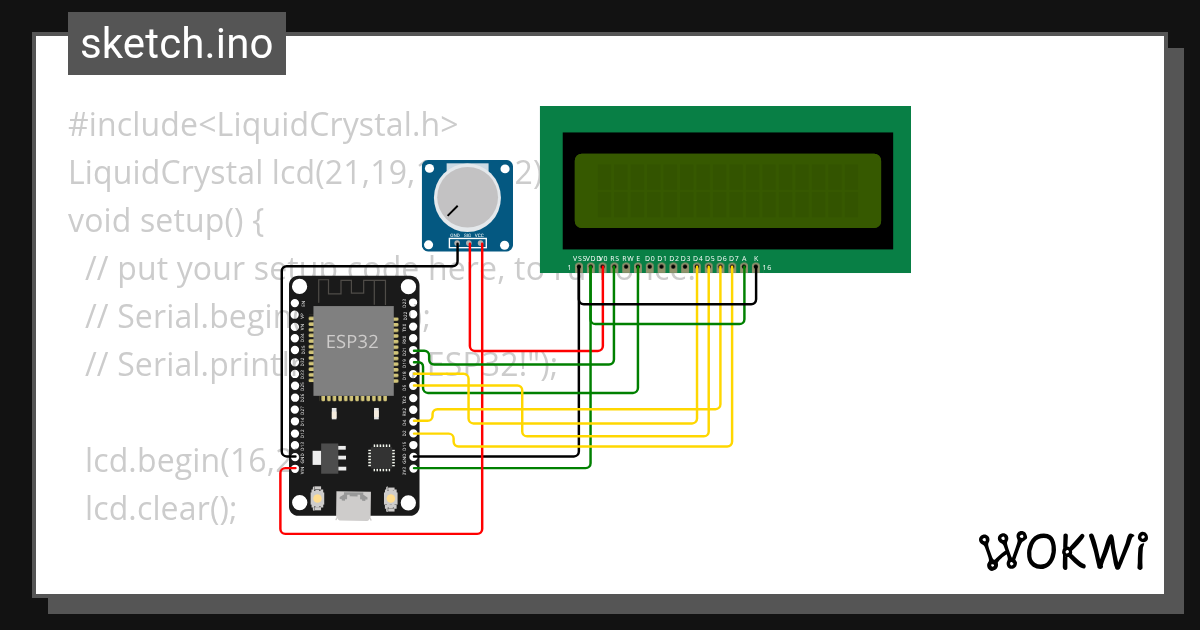 NODE LCD - Wokwi ESP32, STM32, Arduino Simulator