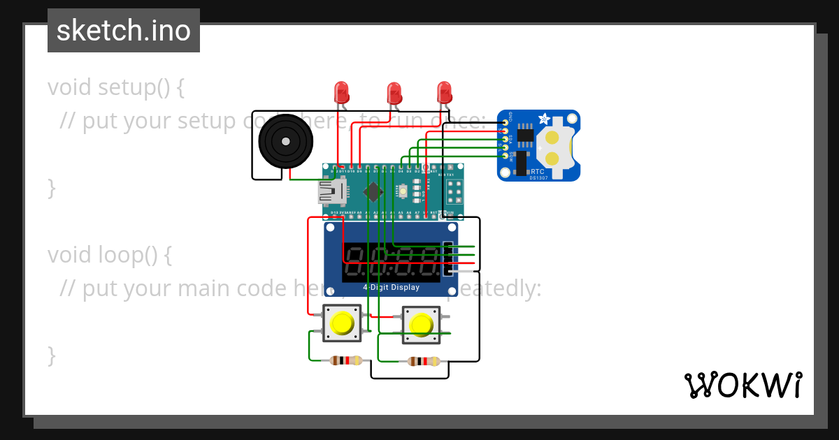 วงจรนาฬิกา Wokwi Esp32 Stm32 Arduino Simulator
