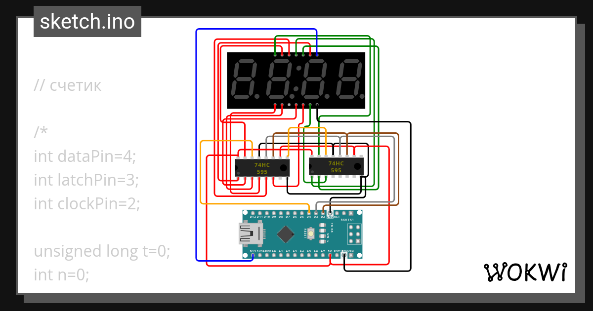 0 9999катод74595 2dделау 1 Wokwi Esp32 Stm32 Arduino Simulator 2114