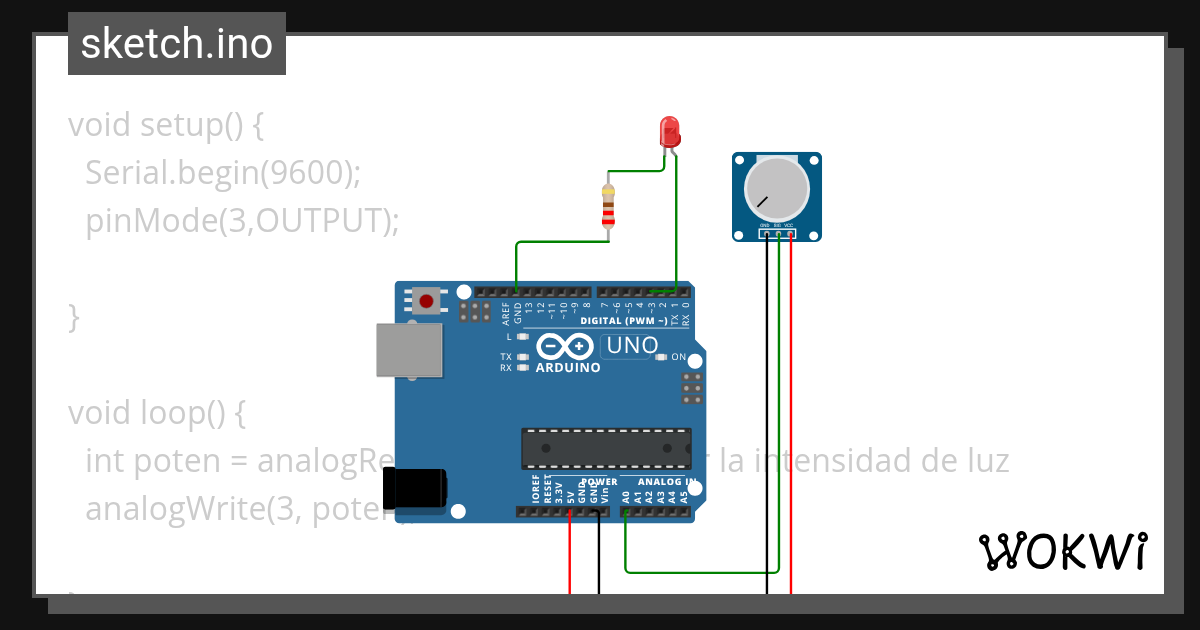 aumenta intensidad - Wokwi ESP32, STM32, Arduino Simulator