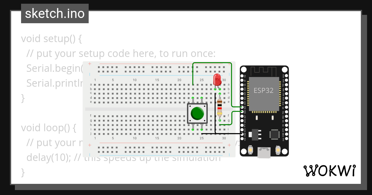 Pushbutton - Wokwi ESP32, STM32, Arduino Simulator