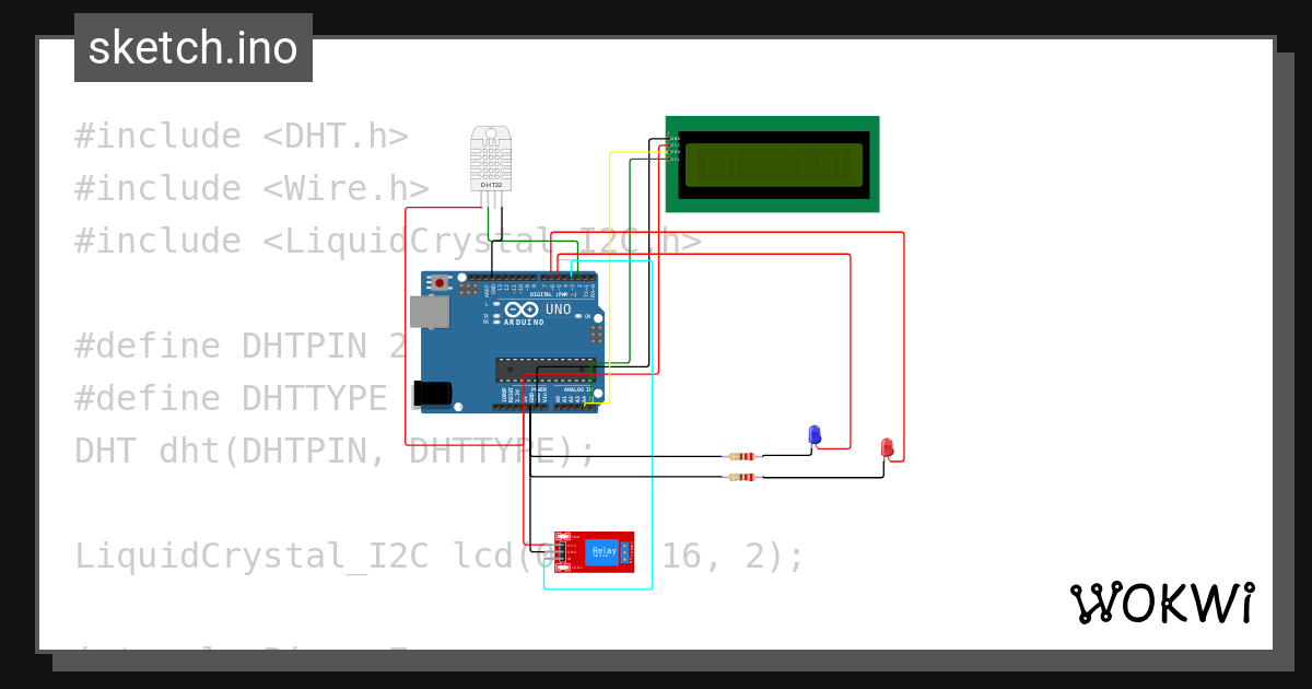 Sensor Suhu With Lcd Dan Relay Copy Wokwi Esp32 Stm32 Arduino Simulator