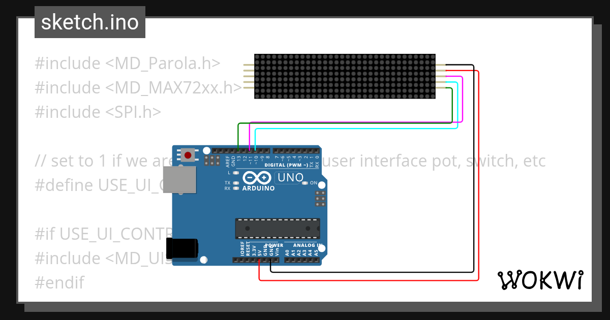 Tugas LED DOT MATRIX keyla XIA - Wokwi ESP32, STM32, Arduino Simulator