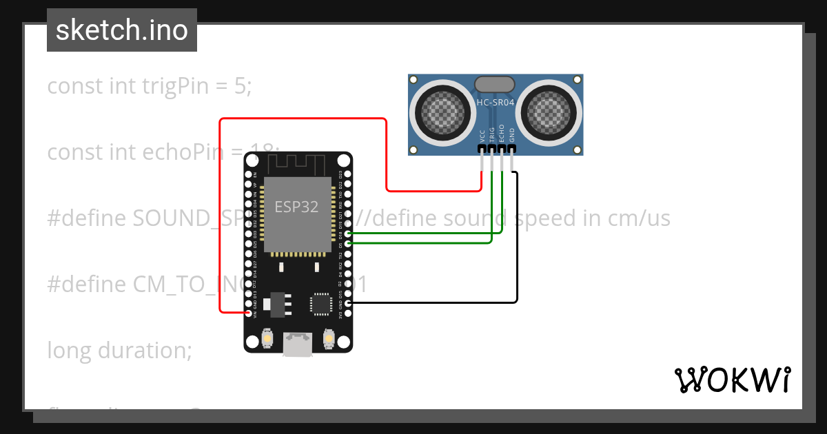 esp32 ultra sonic sensor - Wokwi ESP32, STM32, Arduino Simulator
