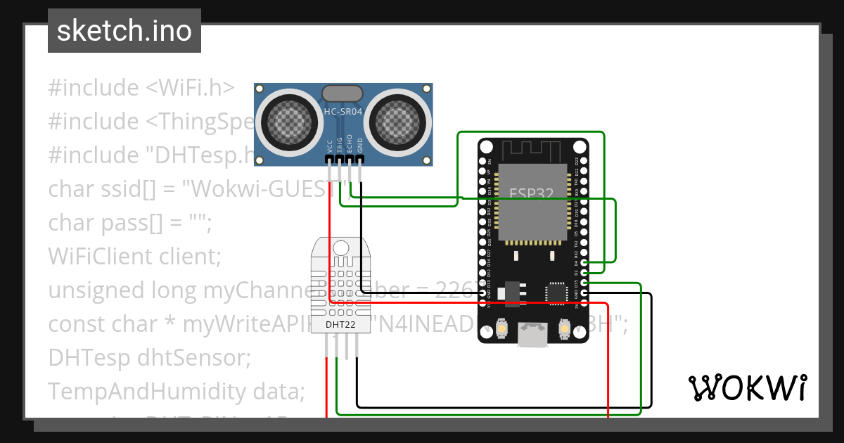 ULTRASONIC DTH - Wokwi ESP32, STM32, Arduino Simulator