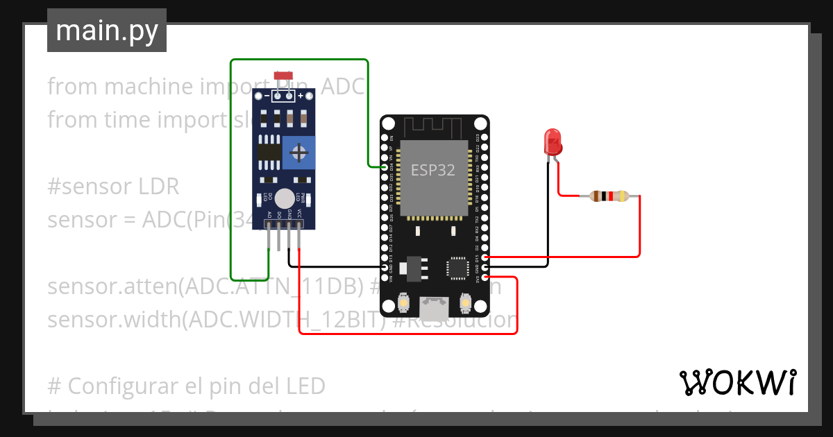Fotoresistencia Wokwi Esp32 Stm32 Arduino Simulator 