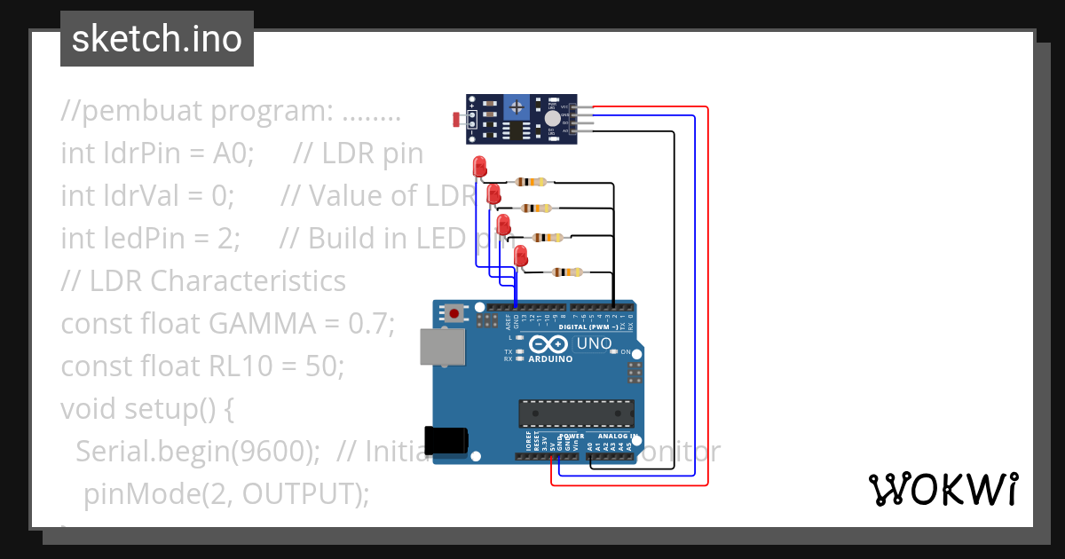 Project LDR - Wokwi ESP32, STM32, Arduino Simulator