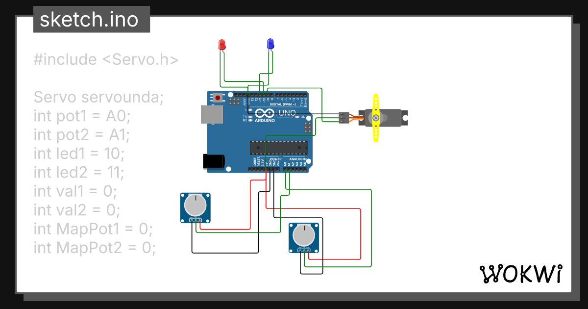 servo LEd - Wokwi ESP32, STM32, Arduino Simulator