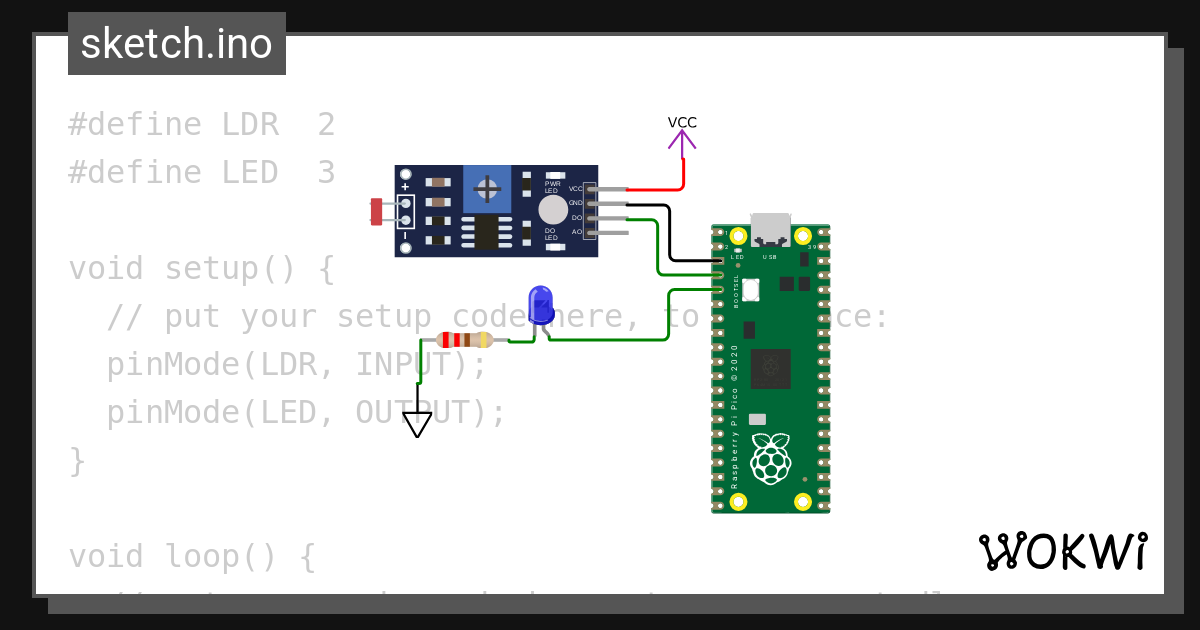 Raspeberry Pico Ldr Analogico Wokwi Esp32 Stm32 Arduino Simulator 