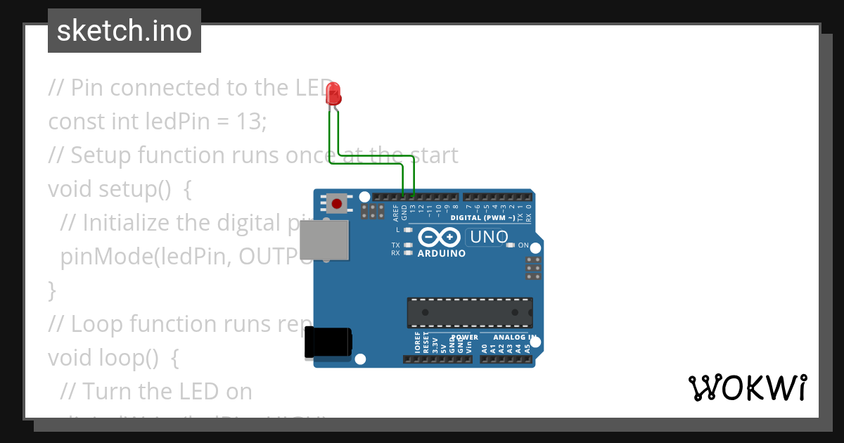 LED BLINKING USING AURDINO UNO - Wokwi ESP32, STM32, Arduino Simulator