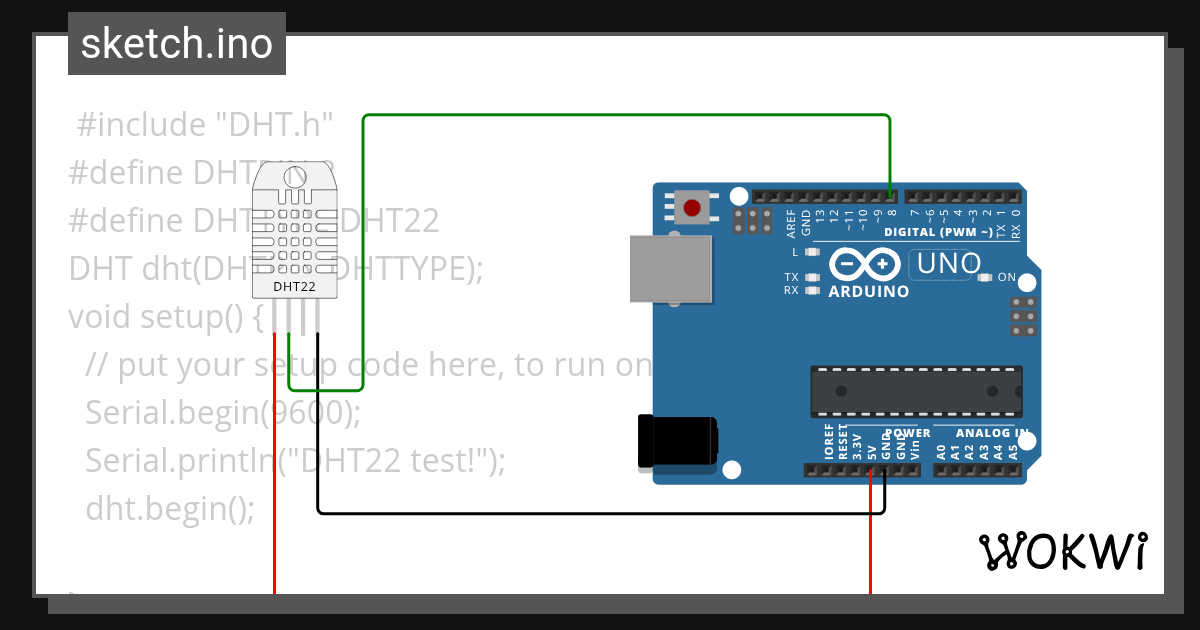 DHT22 - Wokwi ESP32, STM32, Arduino Simulator