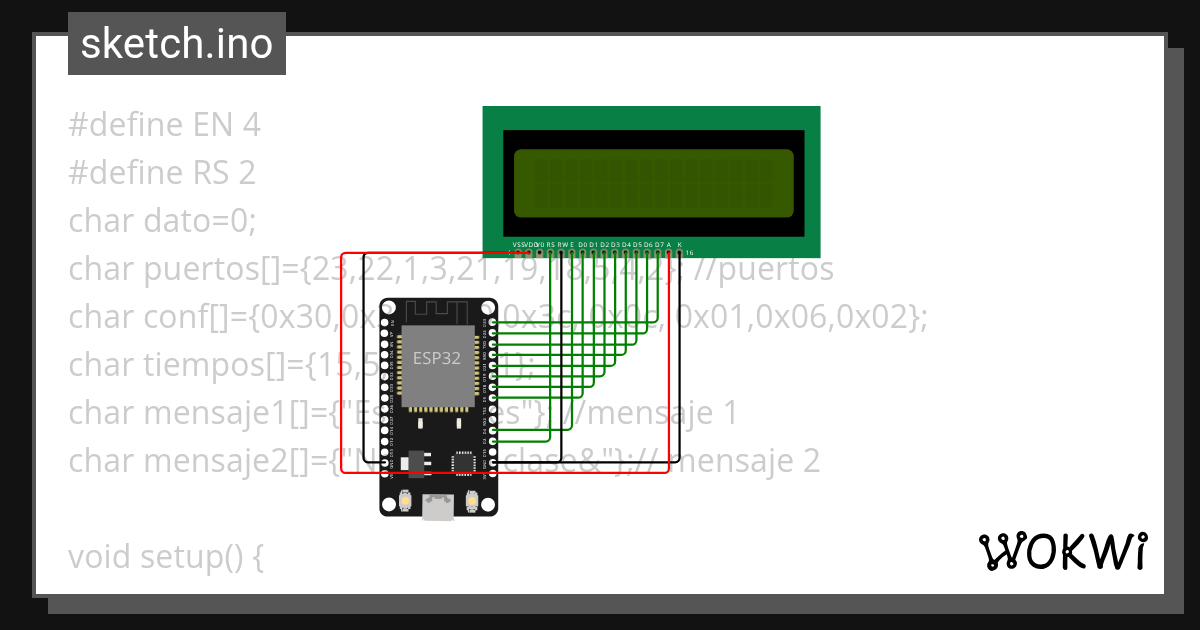 LCD PRACTICA 2 - Wokwi ESP32, STM32, Arduino Simulator