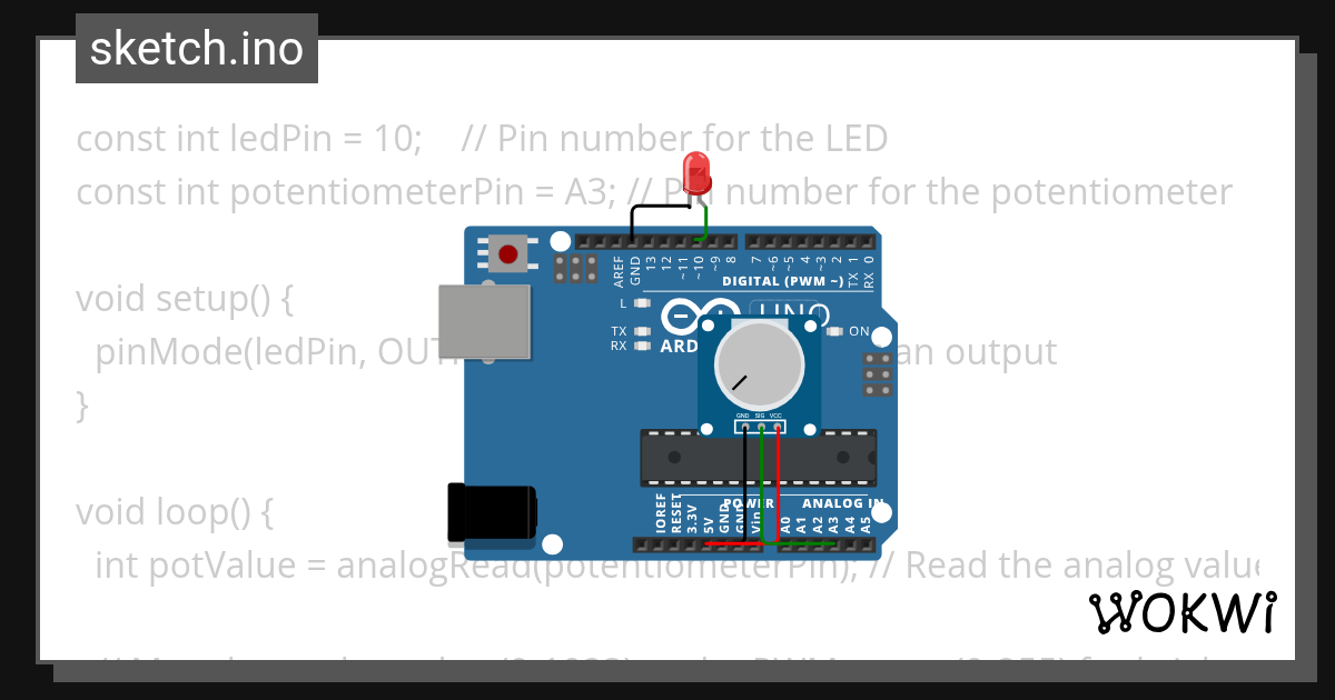 led with potentiometer - Wokwi ESP32, STM32, Arduino Simulator