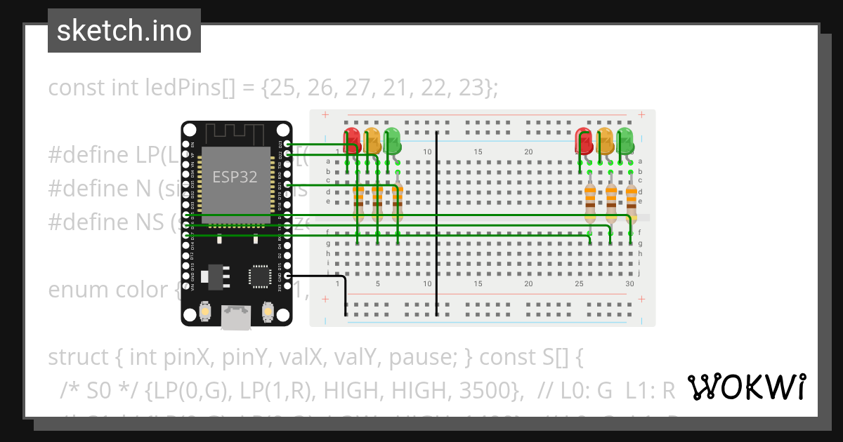 trafficlights - Wokwi ESP32, STM32, Arduino Simulator