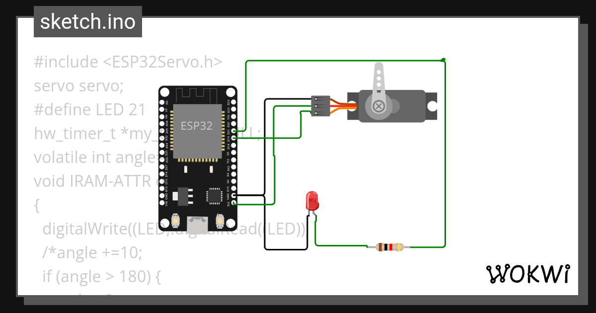 led and servo motor.1 - Wokwi ESP32, STM32, Arduino Simulator
