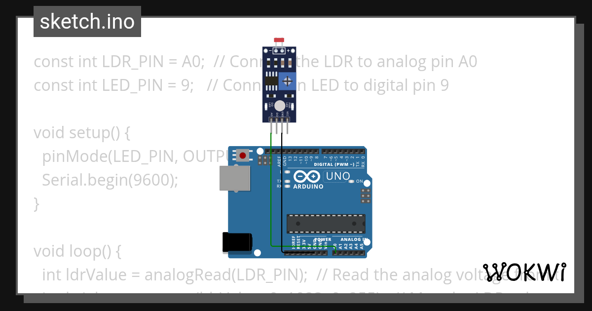 ldr sensor - Wokwi ESP32, STM32, Arduino Simulator