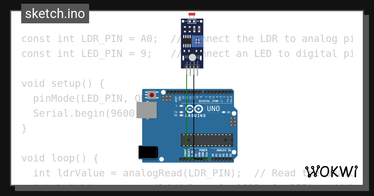Ldr Sensor Wokwi Esp32 Stm32 Arduino Simulator 2572