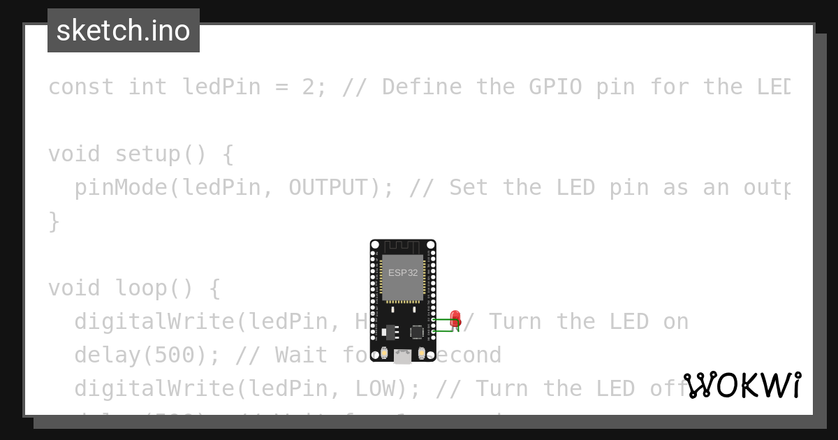 Led Blink With Esp32 Wokwi Esp32 Stm32 Arduino Simulator