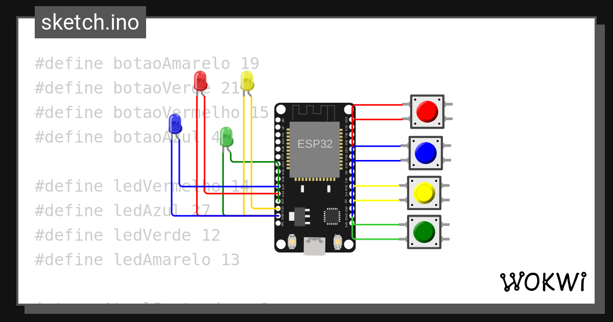 Genius 2 Leds Wokwi Esp32 Stm32 Arduino Simulator 