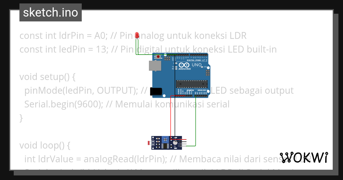LDR LED - Wokwi ESP32, STM32, Arduino Simulator