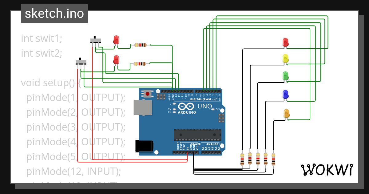 2 SW 4 MODE - Wokwi ESP32, STM32, Arduino Simulator