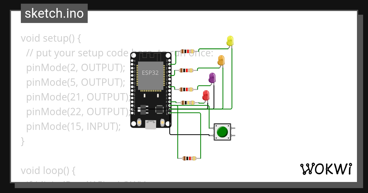 Led escalera - Wokwi ESP32, STM32, Arduino Simulator