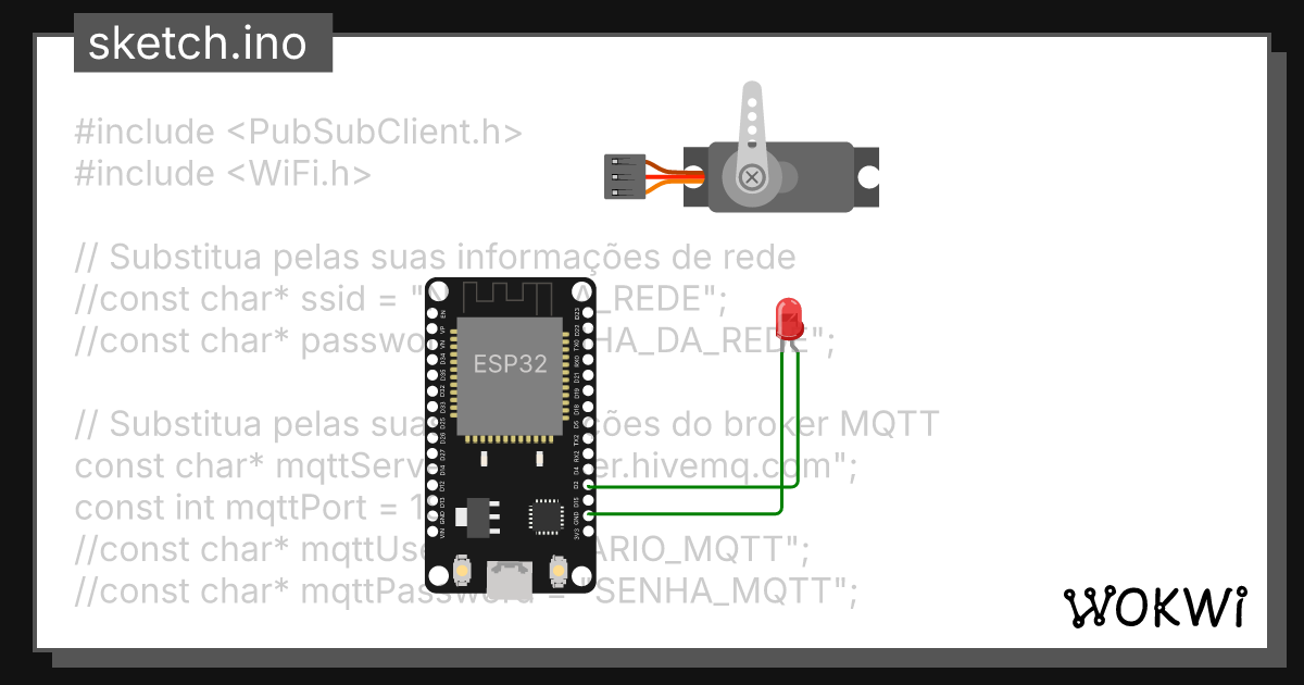 esp32 led e servo - Wokwi ESP32, STM32, Arduino Simulator