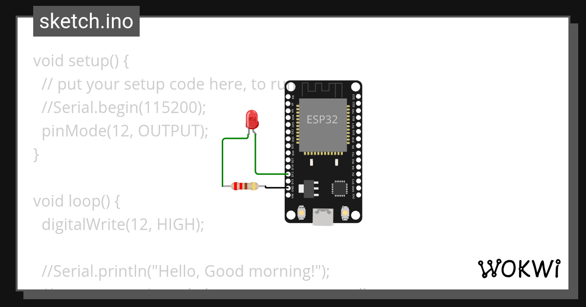 單顆led閃爍 Wokwi Esp32 Stm32 Arduino Simulator 4932