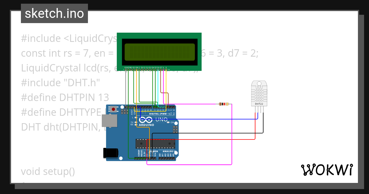 LCD_DHT22 - Wokwi ESP32, STM32, Arduino Simulator