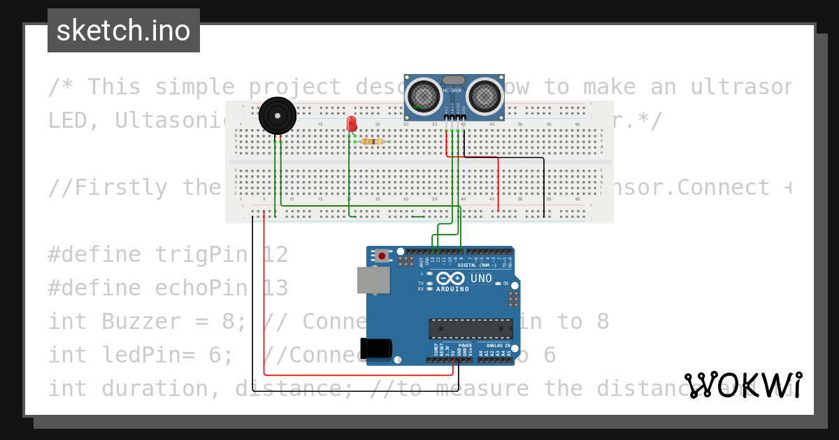 Alarm Sensor Ultrasonik Wokwi Esp32 Stm32 Arduino Simulator