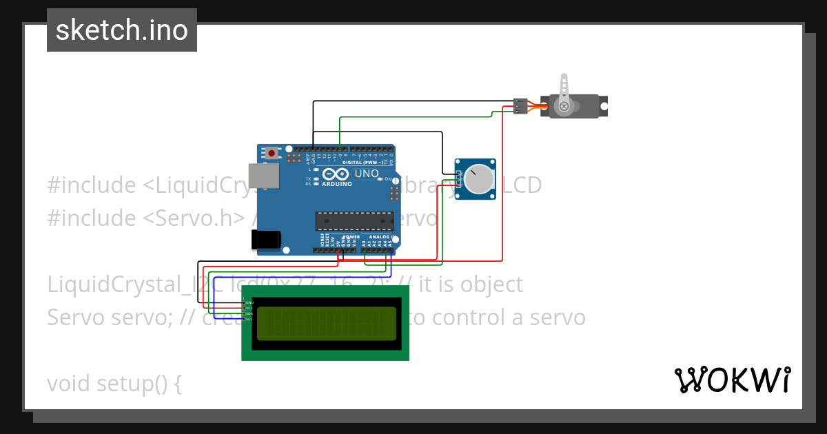 lcd volume servo - Wokwi ESP32, STM32, Arduino Simulator