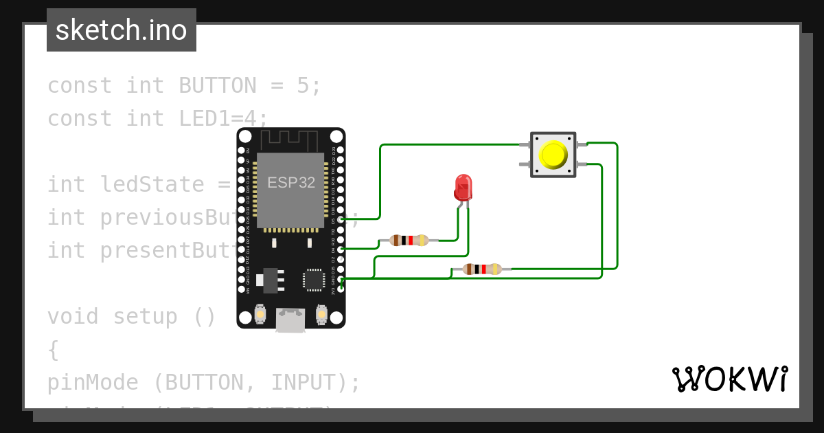 Led Pushbutton Esp 32 Bala Wokwi Esp32 Stm32 Arduino Simulator