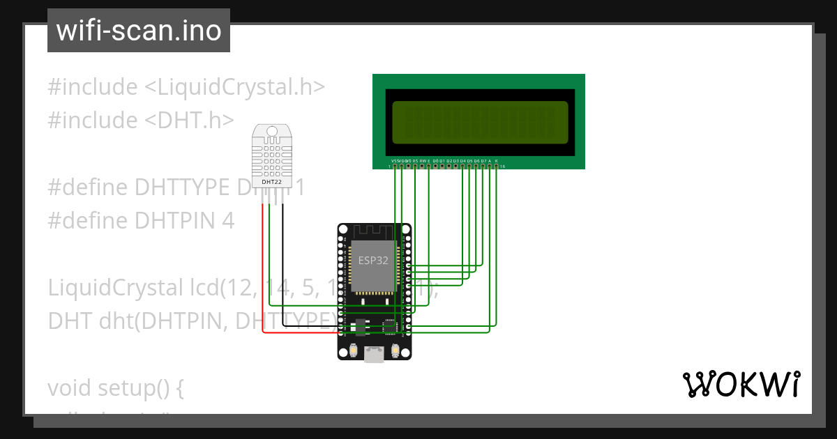 DHT lcd - Wokwi ESP32, STM32, Arduino Simulator