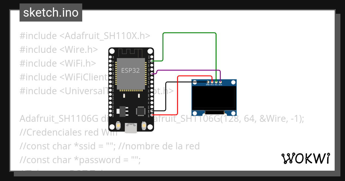 telegram Arduino Display - Wokwi ESP32, STM32, Arduino Simulator