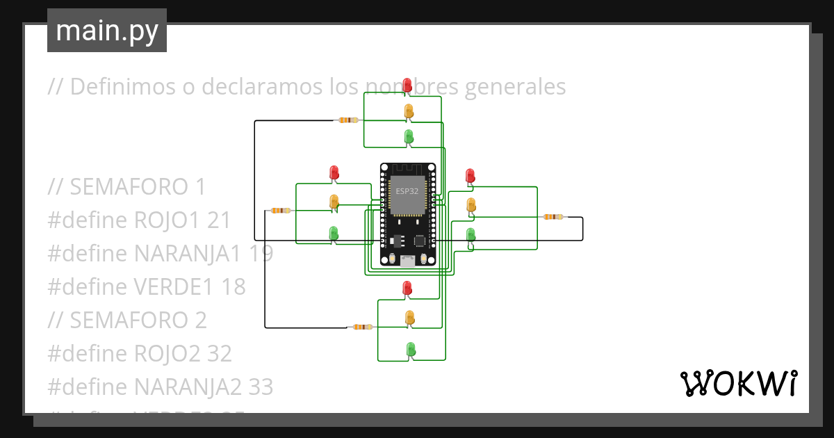 4 semaforos examen - Wokwi ESP32, STM32, Arduino Simulator