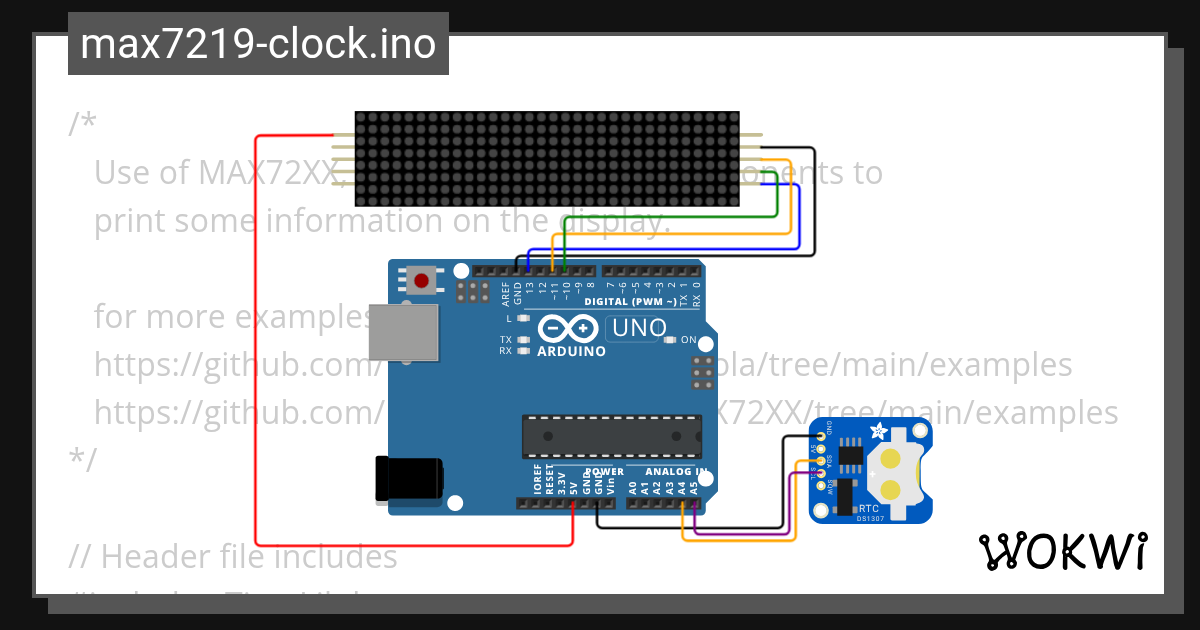 md_max72xx_clock - Wokwi ESP32, STM32, Arduino Simulator