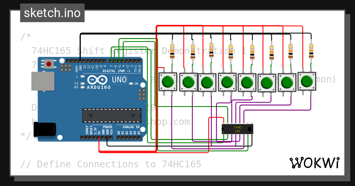 74hc165pushbutton Wokwi Esp32 Stm32 Arduino Simulator 0212