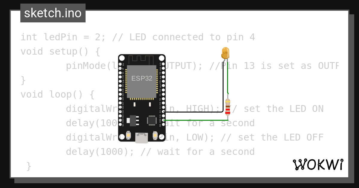 Esp32blinkingled Wokwi Esp32 Stm32 Arduino Simulator